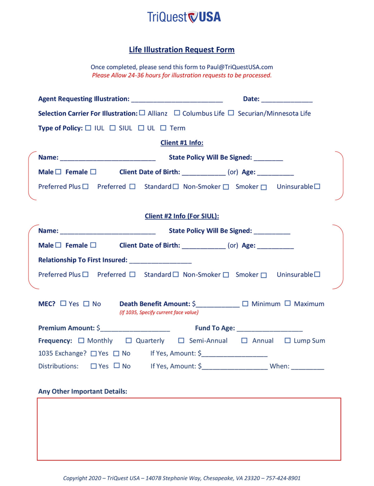 Forms - TriQuest USA